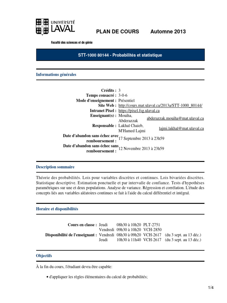STT 1000 Pixel - Fsg.ulaval Université Laval PDF - Examen Corrigé | PDF