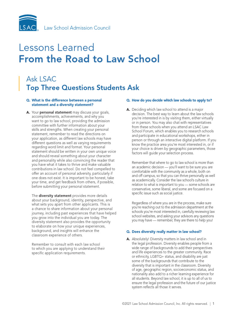 Guide Law School Lessons Learned 2021 | PDF