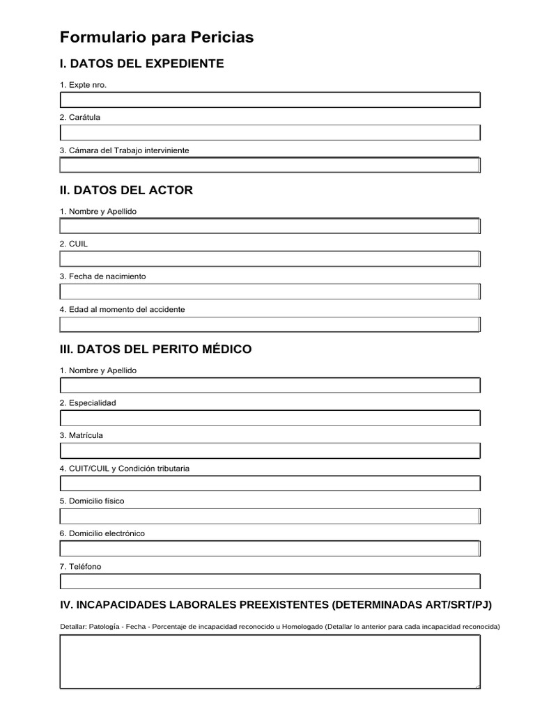 Formulario para Pericias | PDF