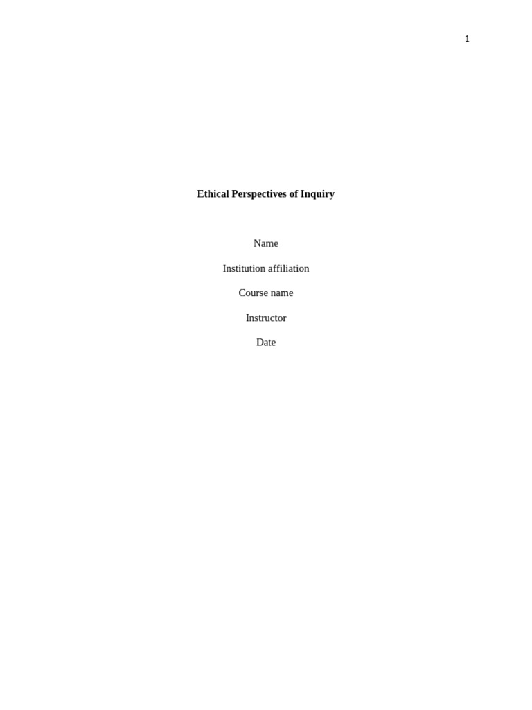 Ethical Perspectives of Inquiry - Edited | PDF