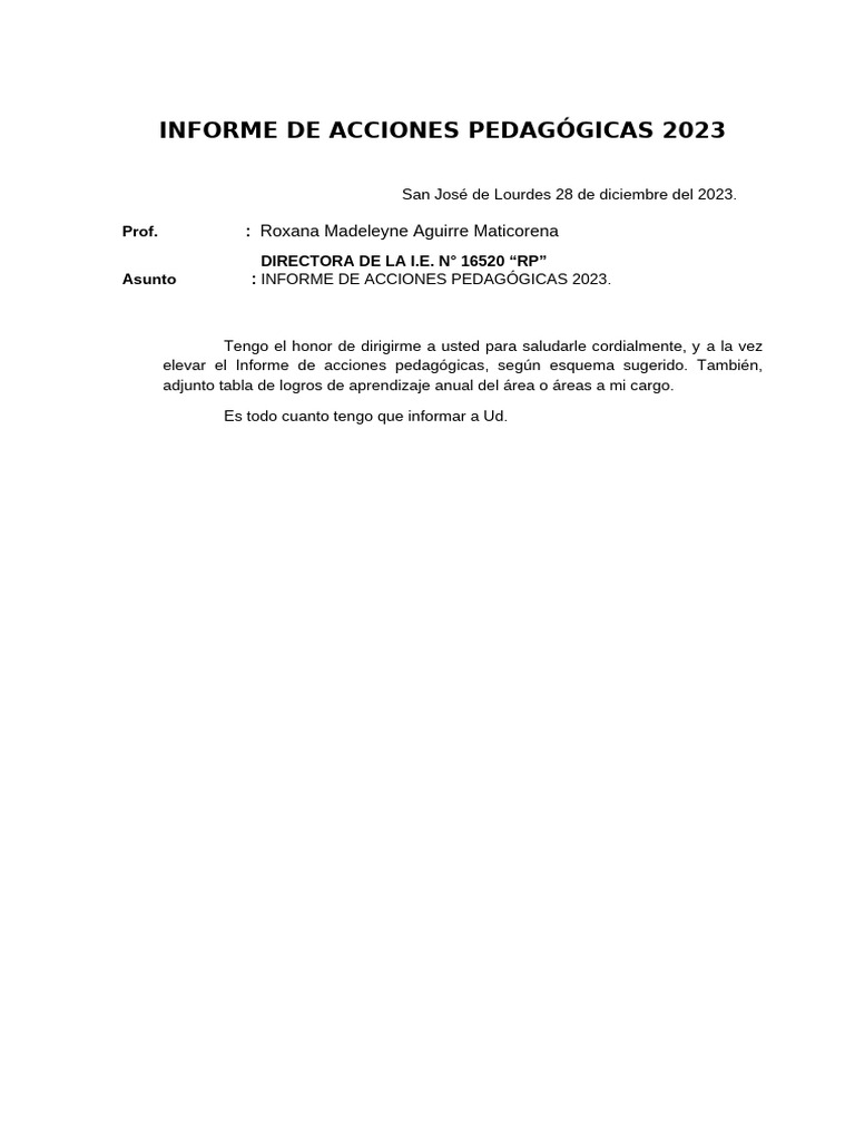 4.imp-Formato de Informe Tecnico Pedag Gico | PDF