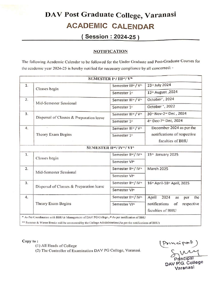 Academic Calander 2024 26 | PDF