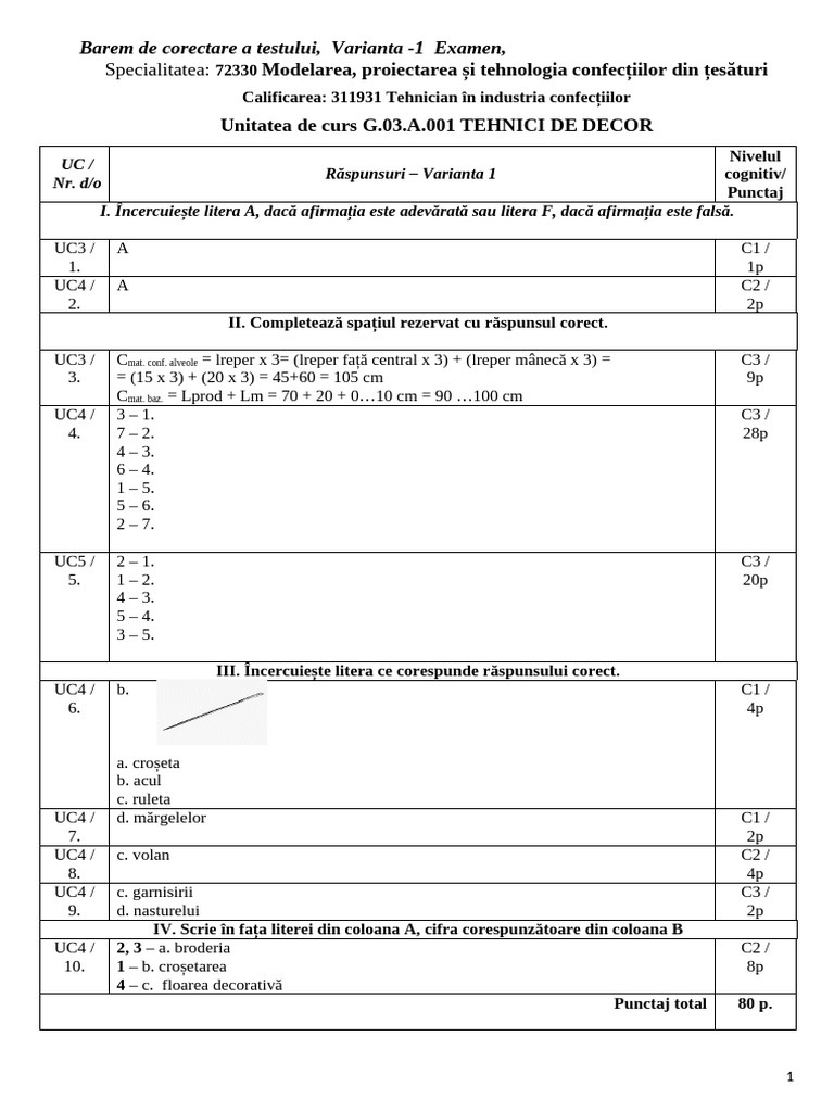 Evaluator Varianta 1,2 | PDF