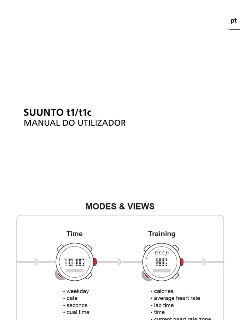 Relógio Suunto - t1 - t1c - UG - PT | PDF | Frequência cardíaca | Frequência