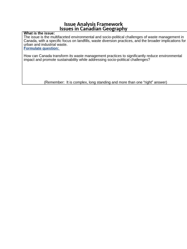Issue Analysis Framework | PDF