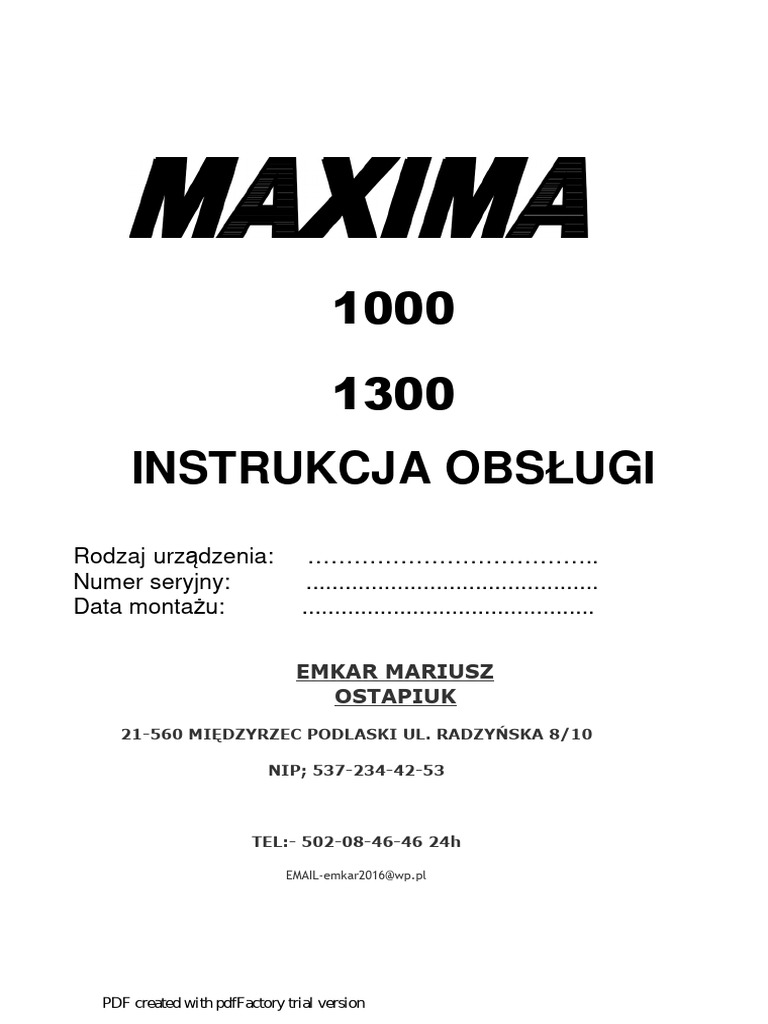 Maxima 1300 PL | PDF
