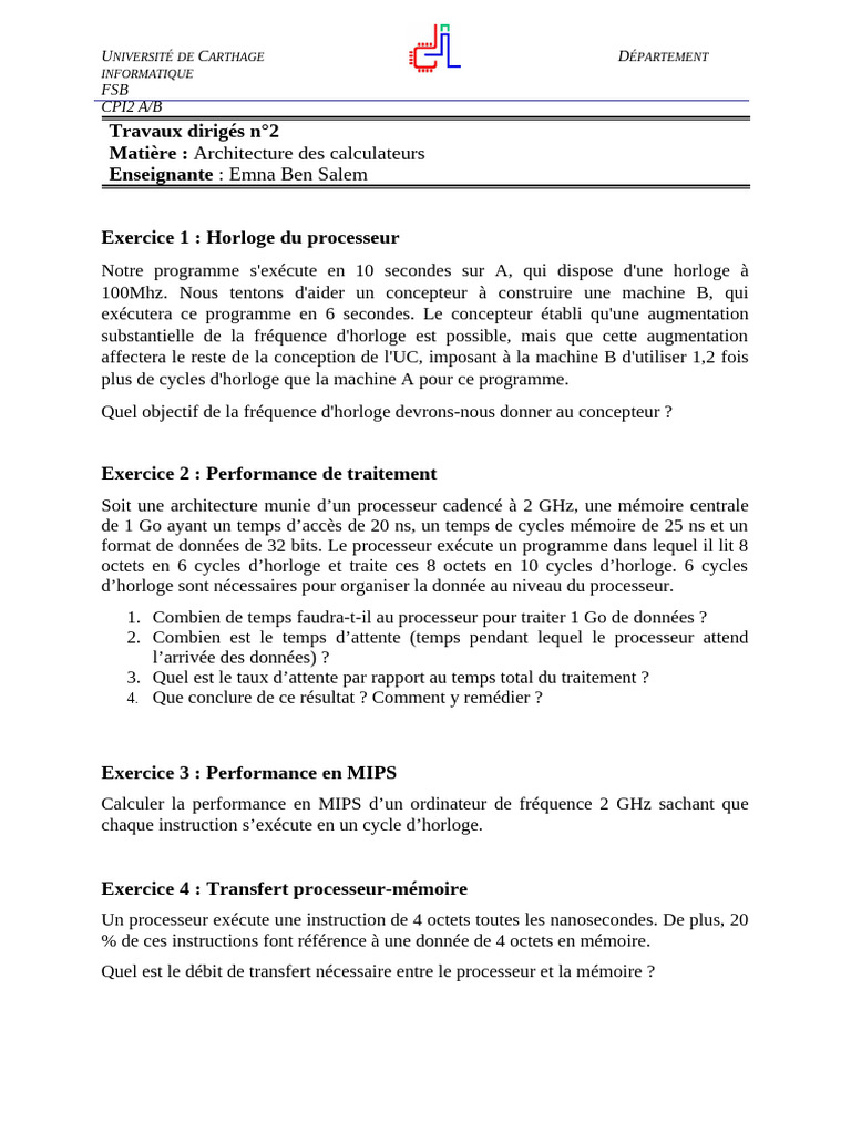 TD2 Processeur 2024 | PDF