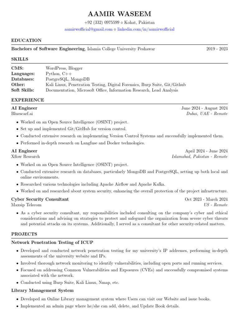 Aamir Resume | PDF