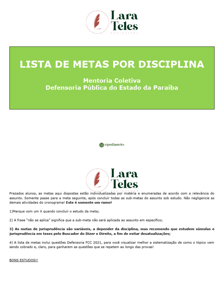Lista de Metas | PDF