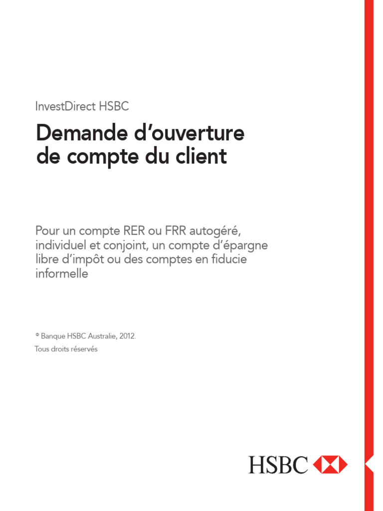 InvestDirect HSBC Demande D - 39 Ouverture de Compte | PDF