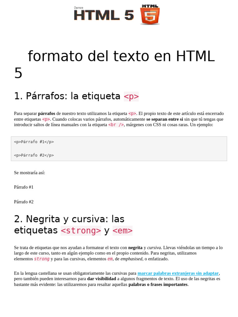 2 - Formato Del Texto en HTML 5 | PDF