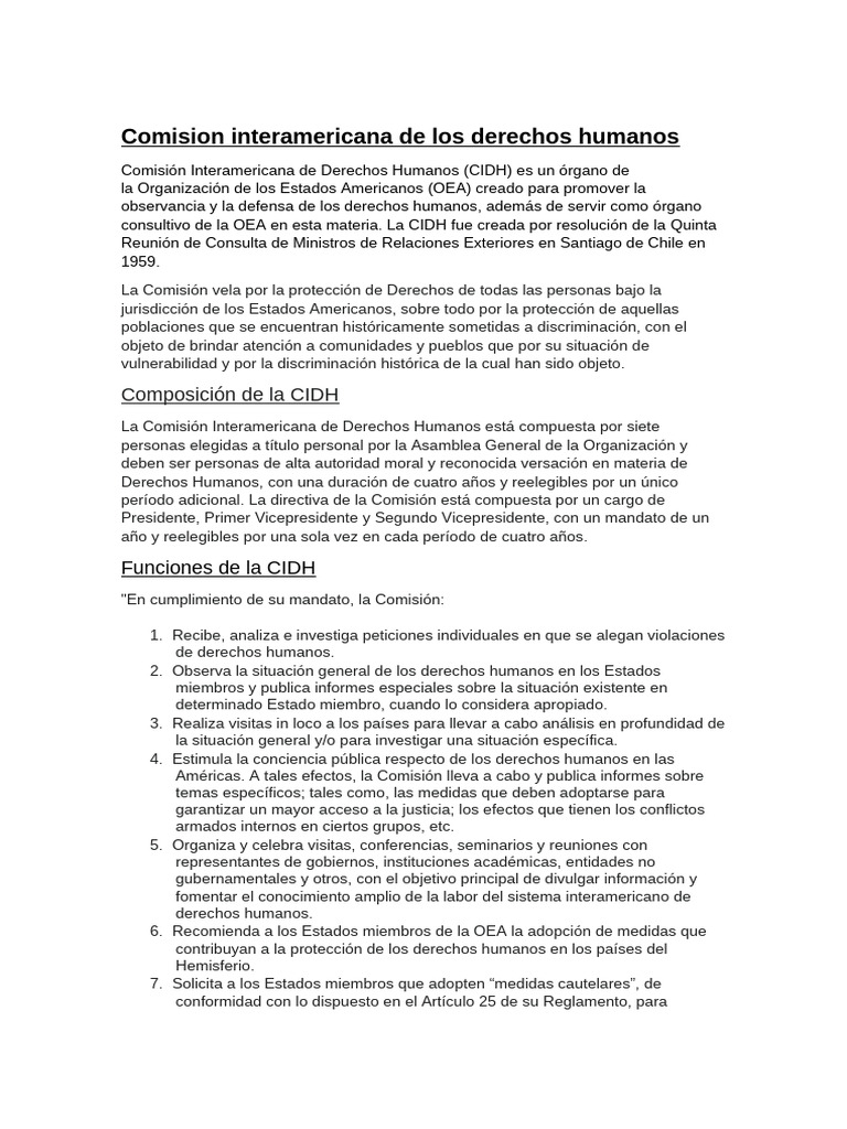 Comision Interamericana de Los Derechos Humanos | PDF