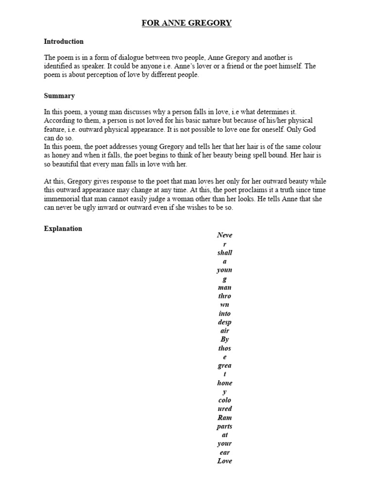 Anne Gregory - QB | PDF