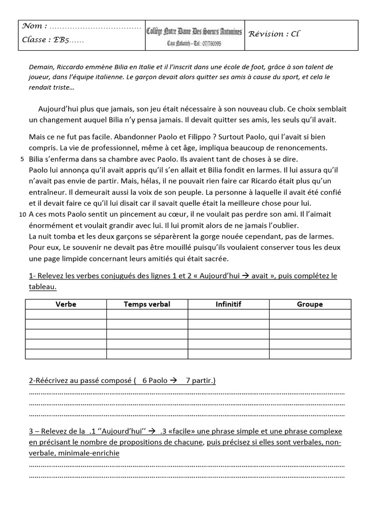 Fiche - CL Revision - Eb5 Fr-Mai 2024 | PDF
