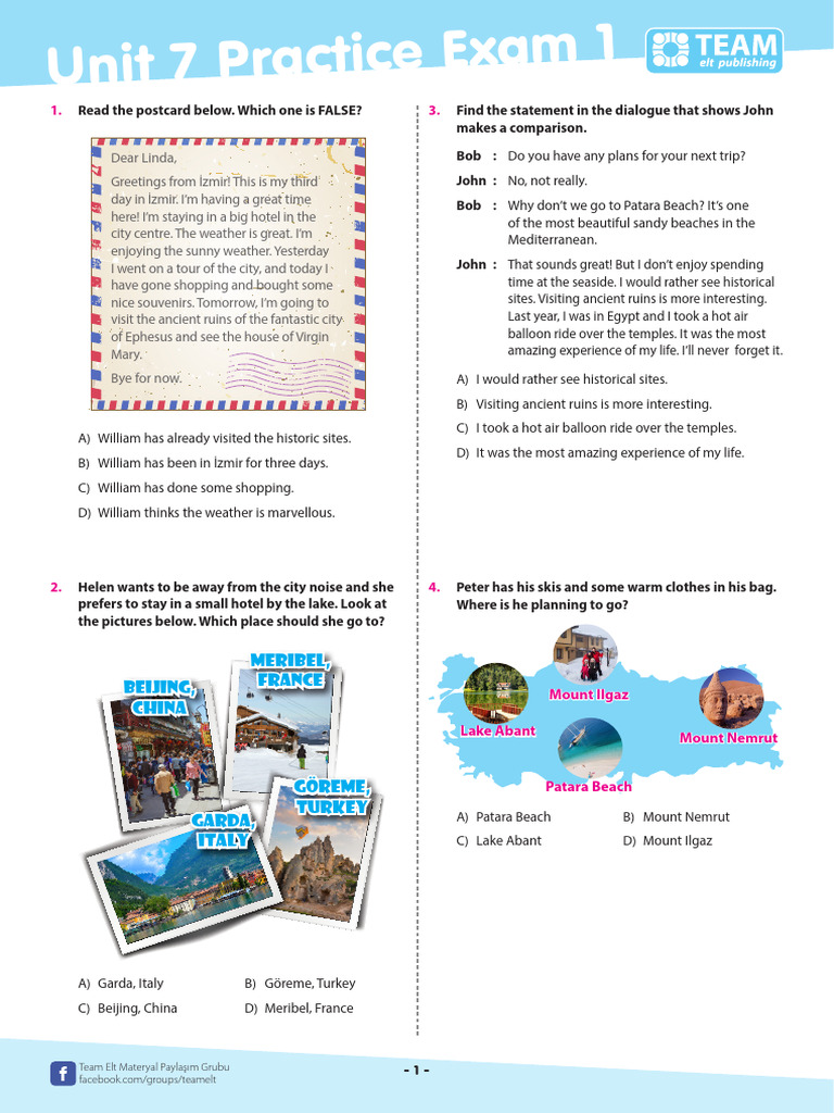 Unit 7 Practice Exam 1: Meribel, France Beijing, China | PDF