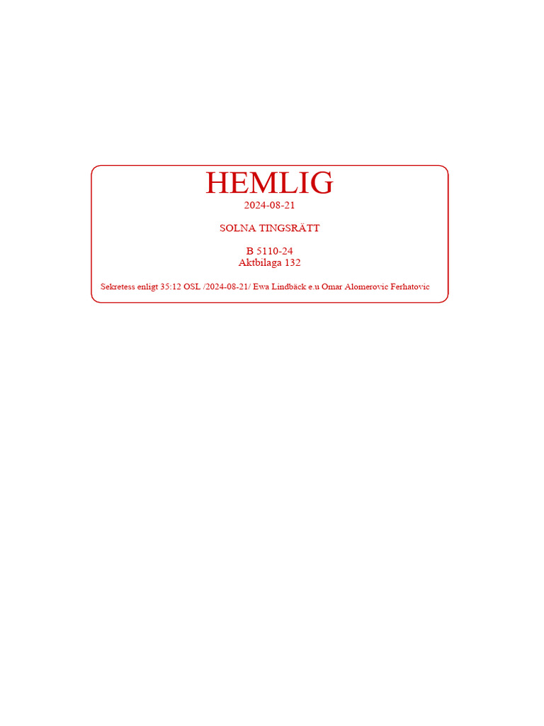 Solna Tingsrätt B 5110-24 Förundersökningsprotokoll | PDF