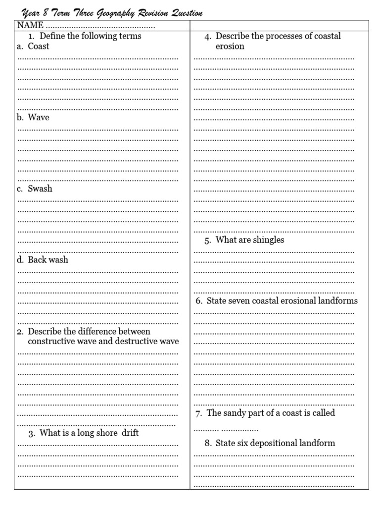 Year 8 Geography Revision | PDF