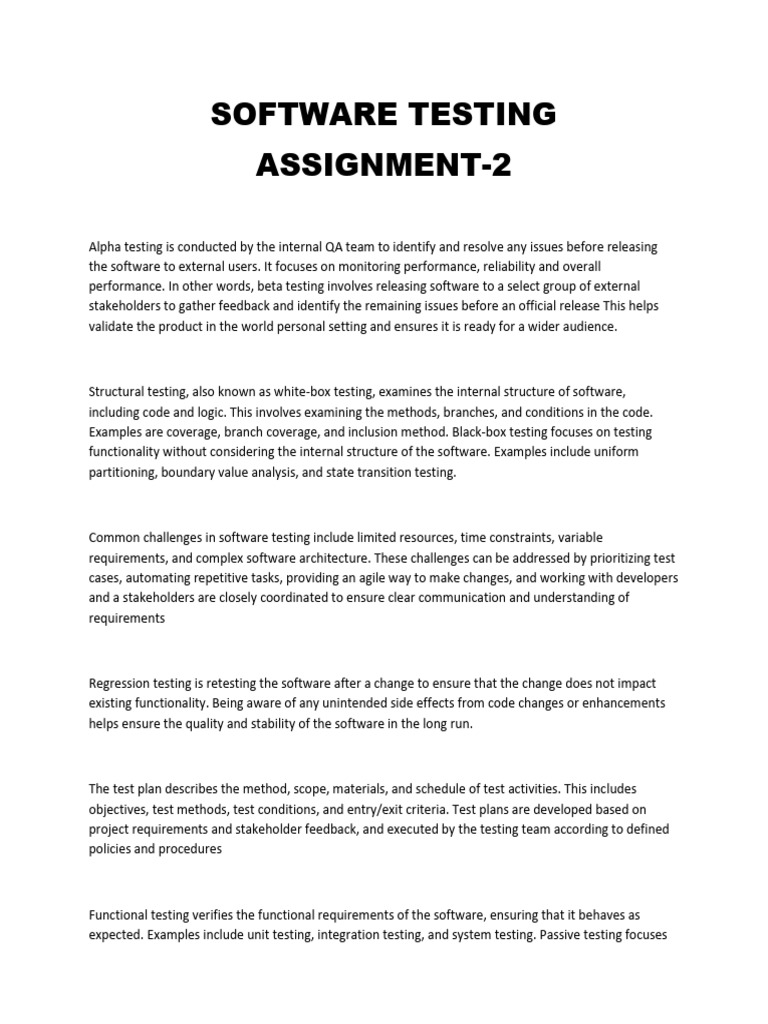 Software Testing Assignment 2 | PDF Software Testing Assignment 2 | PDF