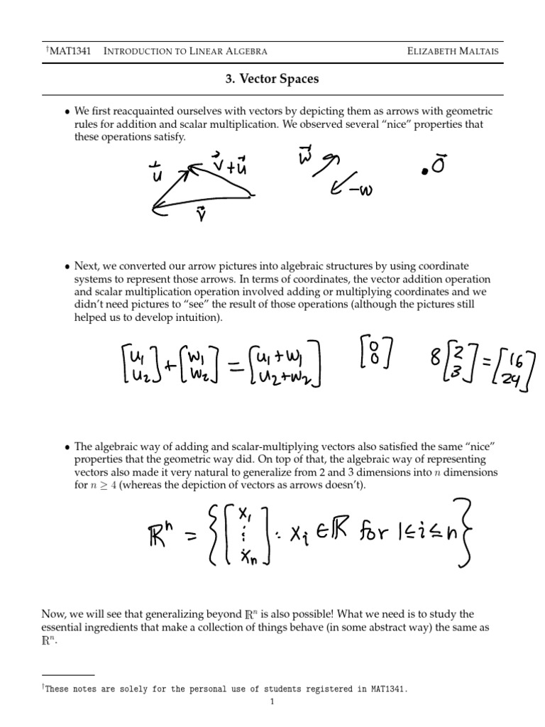 Kikn) : 3. Vector Spaces | PDF