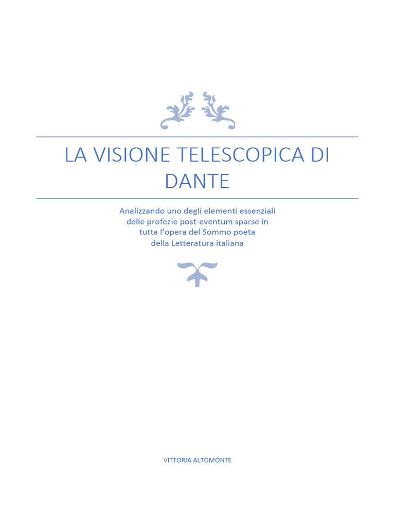 La Visione Telescopica Dantesca Di Vittoria Altomonte | PDF