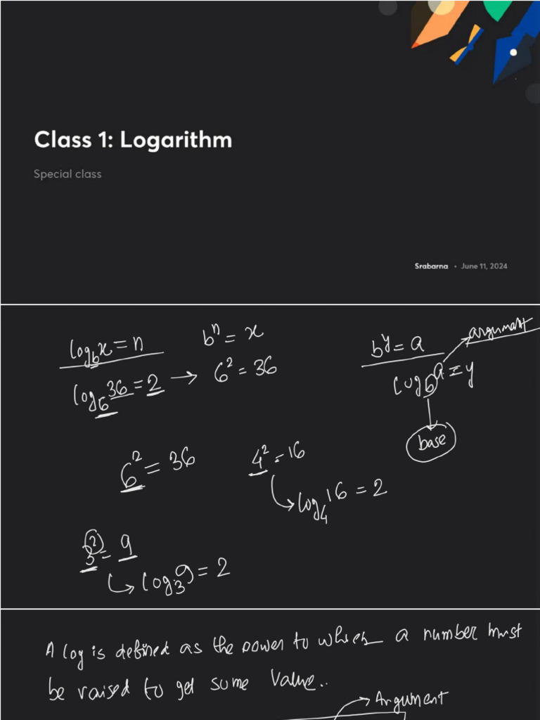 Class 1 Logarithm With Anno Pdf