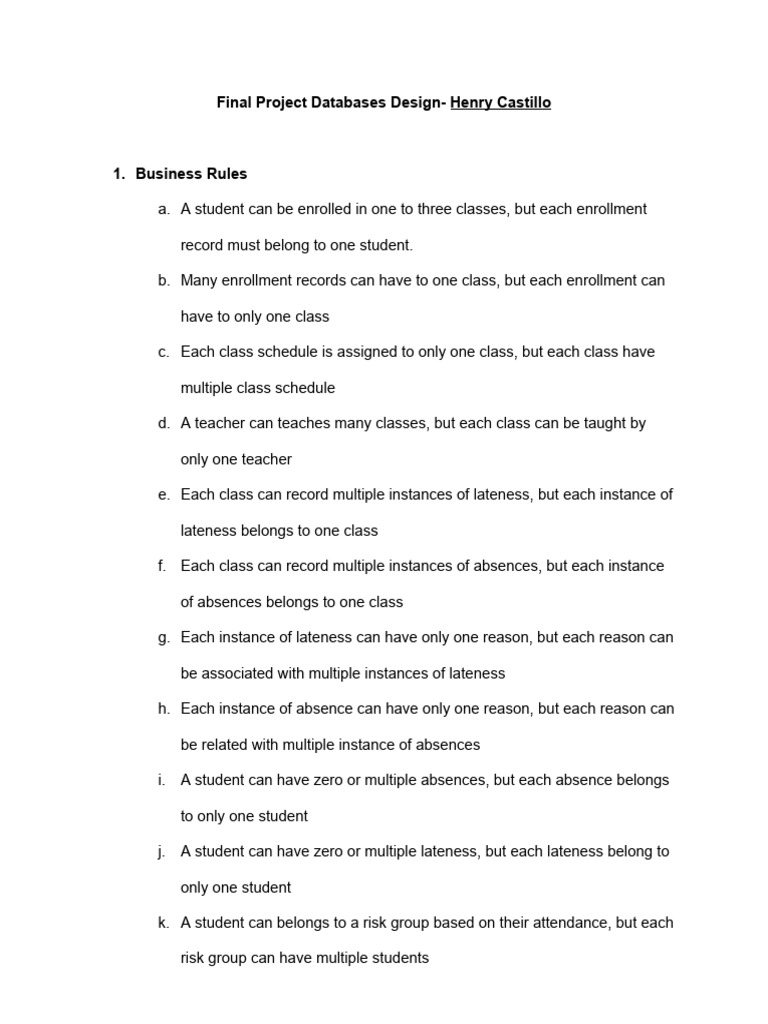 Final Project Databases Design | PDF