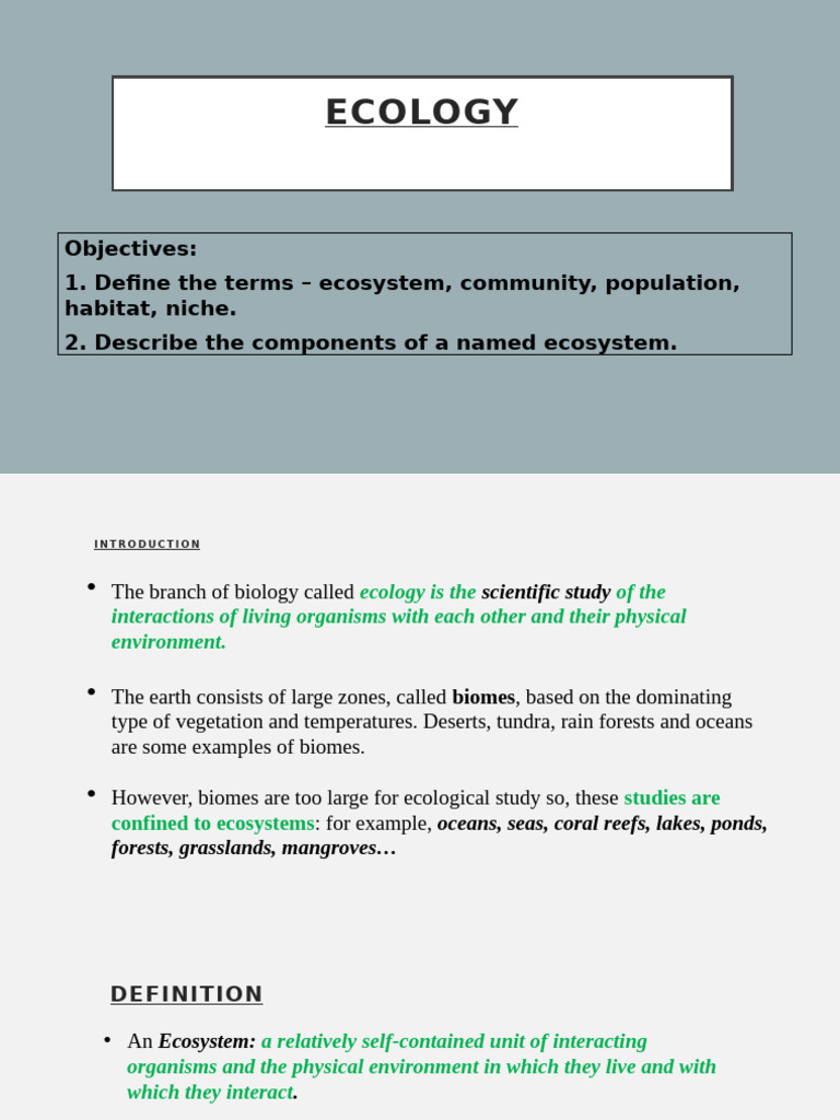 ECOLOGY - F3 - Introduction | PDF
