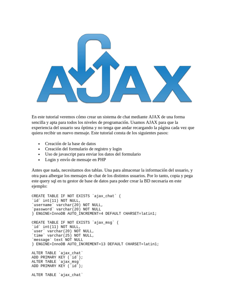 En Este Tutorial Veremos Cómo Crear Un Sistema de Chat Mediante AJAX de Una Forma Sencilla y ...
