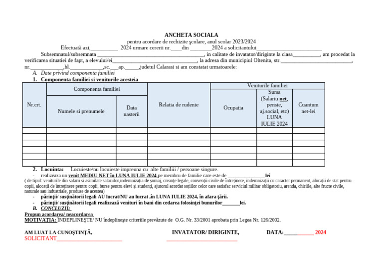 Ancheta Sociala | PDF