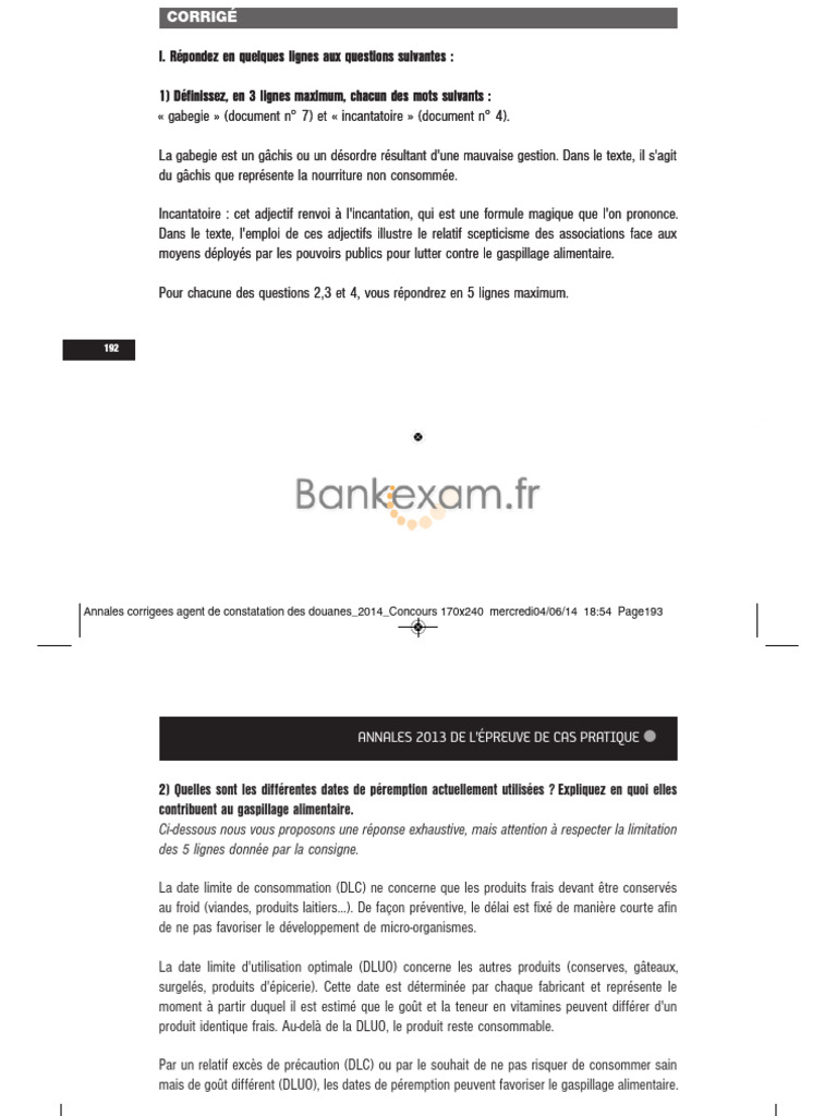 Corrige Agent Constatation Douanes Cas Pratique 2013 | PDF