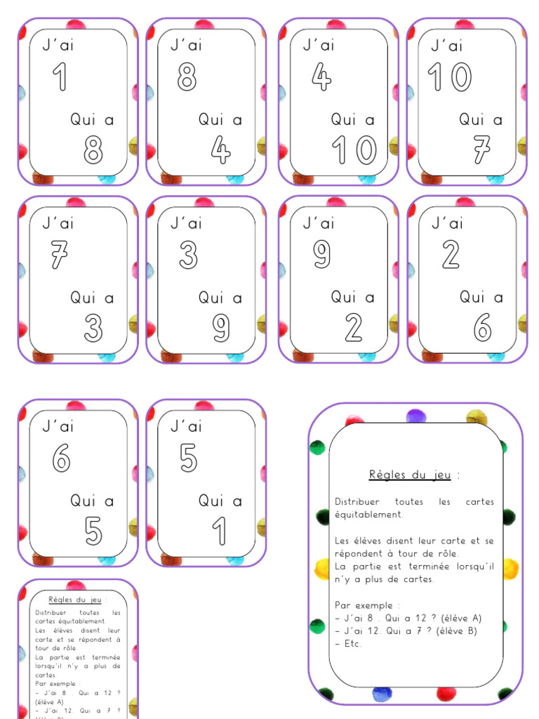 J Ai Qui A Nombres 1 A 10 | PDF