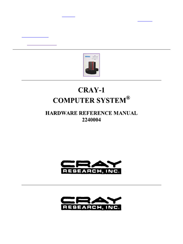 CRAY-1 Hardware Reference M.. | PDF | 64 Bit Computing | Computer Data ...