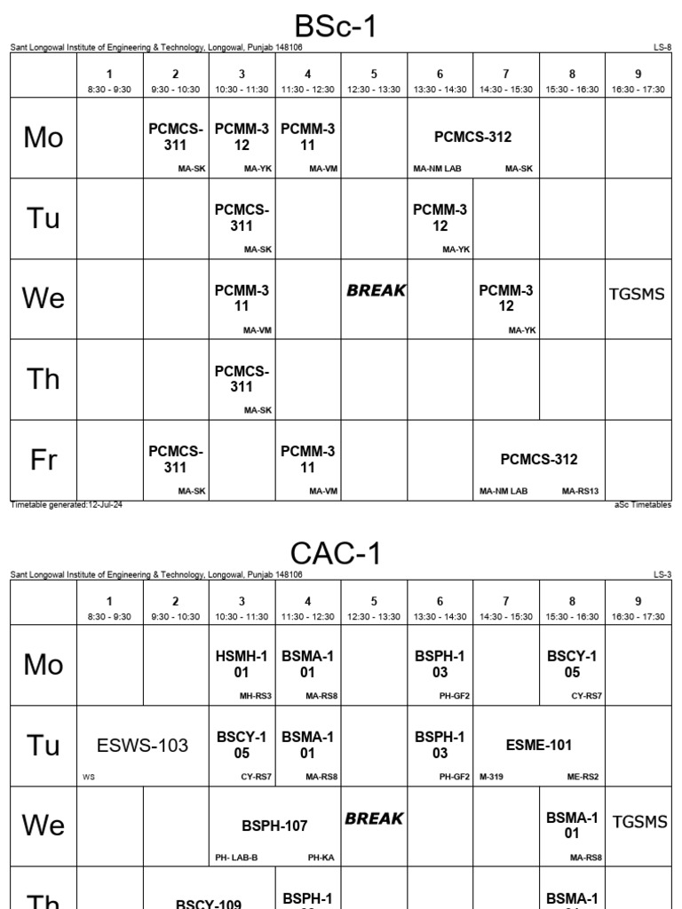 Gcs Class Routine CW July - Dec24 - 1 | PDF