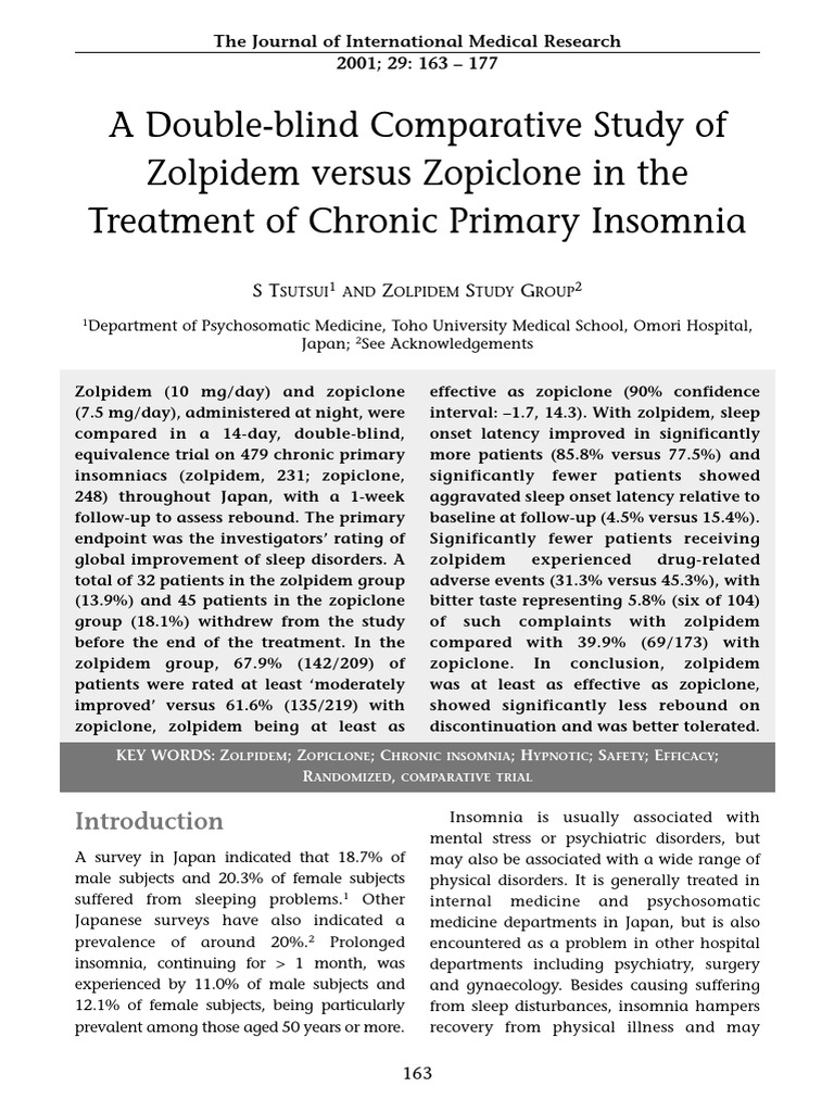 Tsutsui 2001 A Double Blind Comparative Study of Zolpidem Versus ...