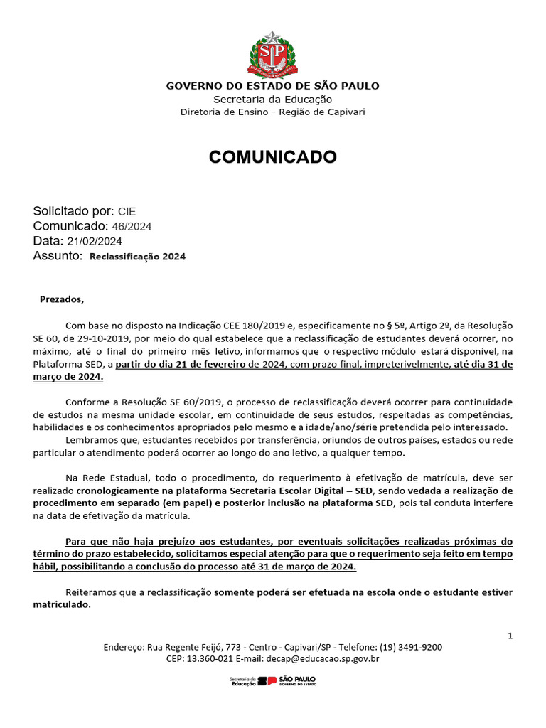 Comunicado 46 2024 | PDF