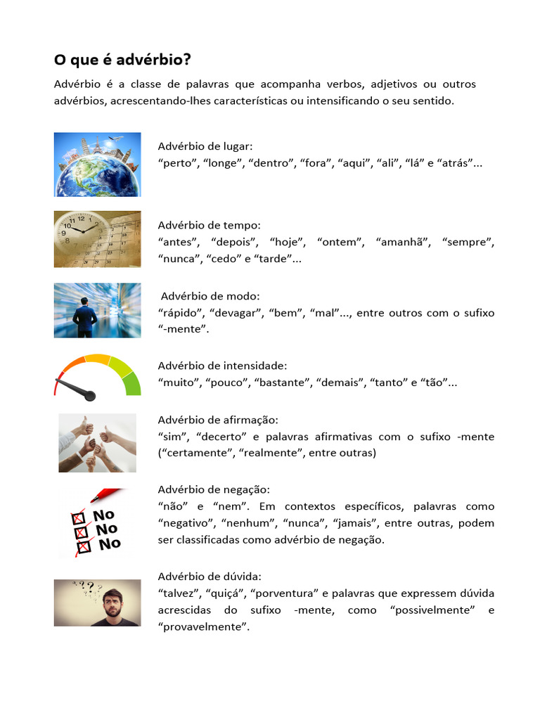 Tipos de Advérbios e Exemplos | PDF