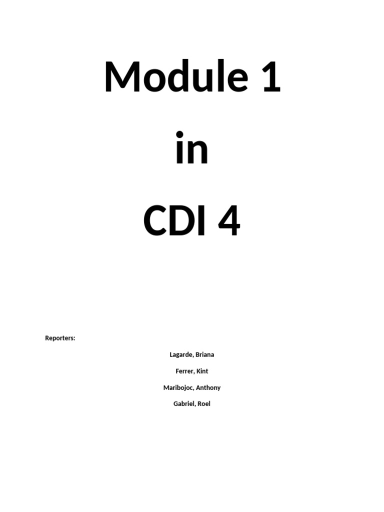 CDI 4 Module 1 | PDF