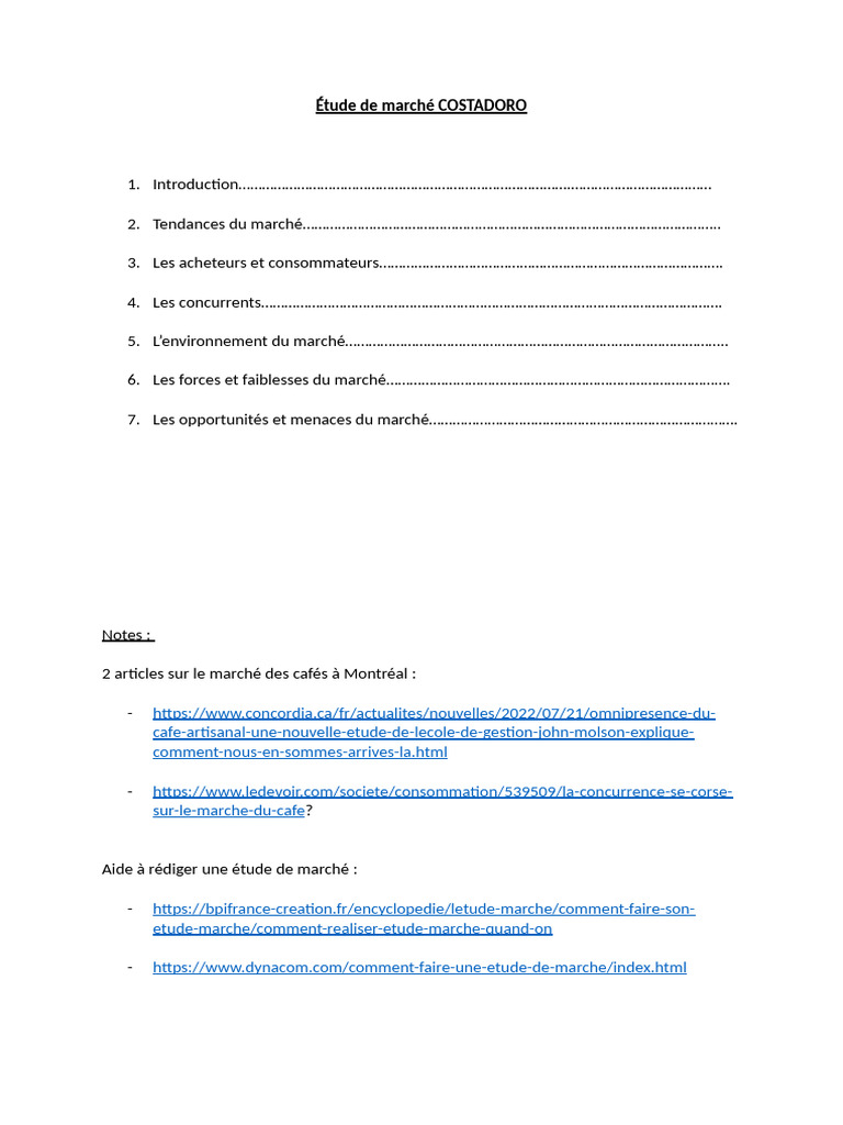 Étude de marché | PDF