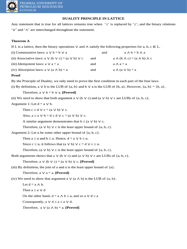 Duality Principle & Boolean Algebra | PDF