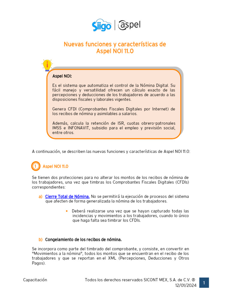 N001 - Funciones y Caracteristicas de NOI11 | PDF