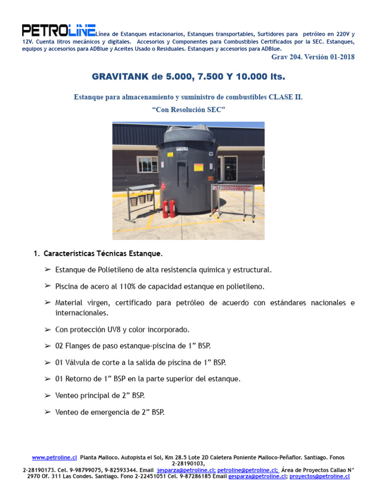 Ficha Tecnica Gravitank-5.000-7.500-Y-10.000-Lts | PDF