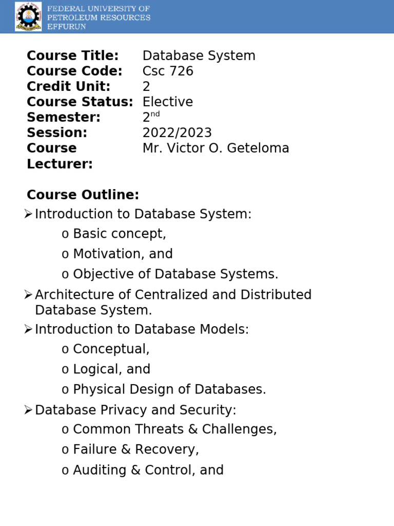 CSC 726 - Lec Note (Student Copy) | PDF