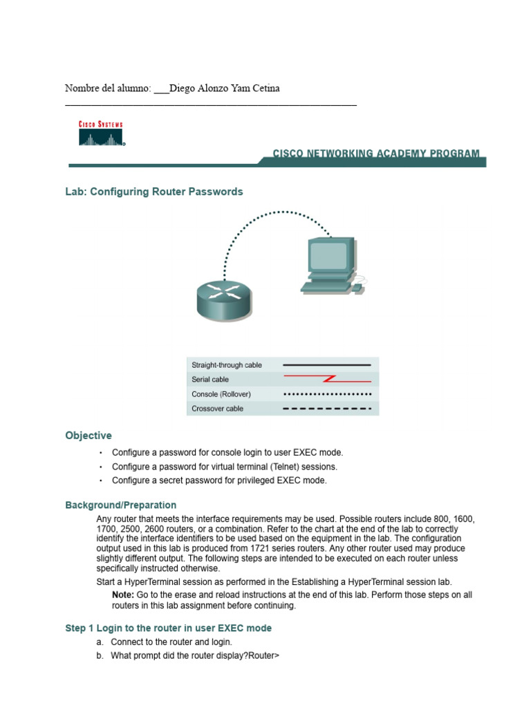 Lab - 3 - Configuring Router Passwords | PDF