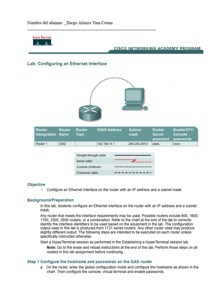 Lab - 7 - Configuring An Ethernet Interface | PDF Lab - 7 - Configuring An Ethernet Interface | PDF