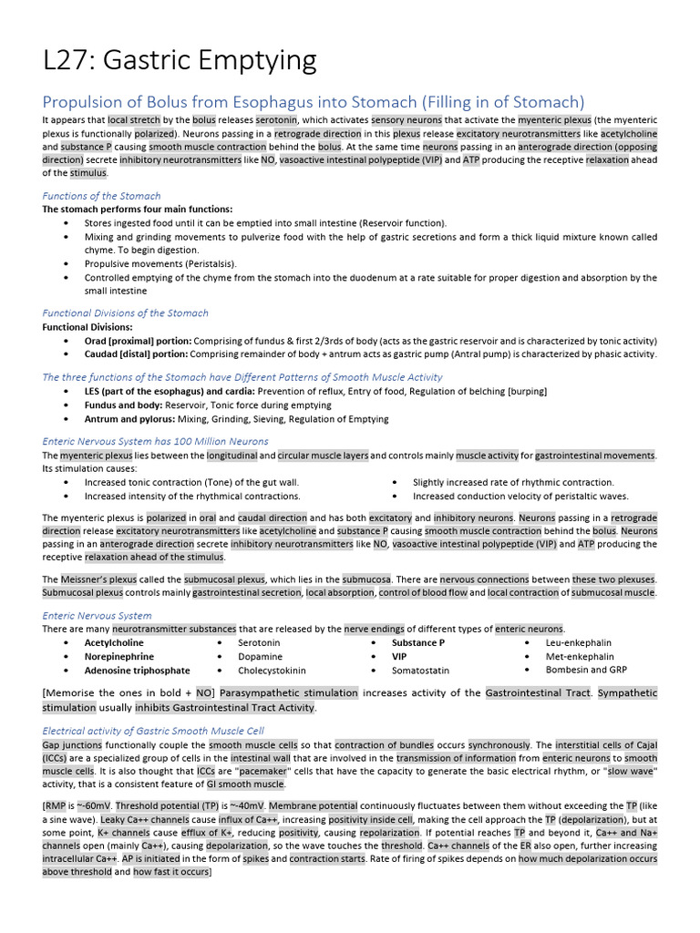 L27 Gastric Emptying | PDF