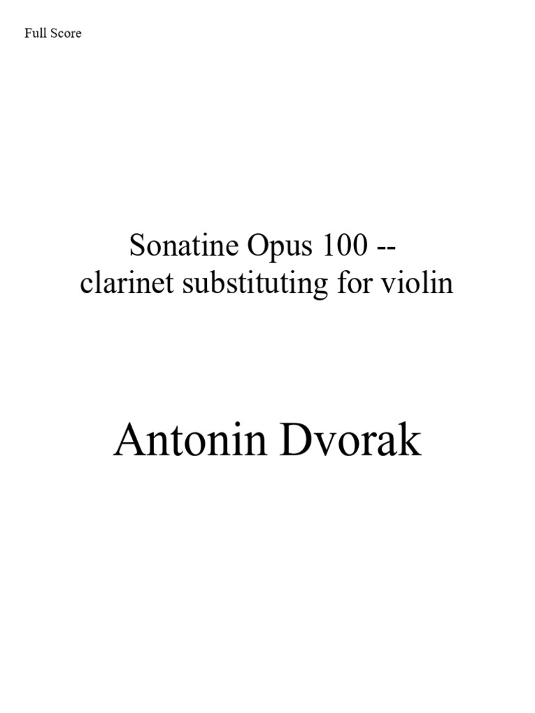 Dvorak Op100 Clarinet | PDF