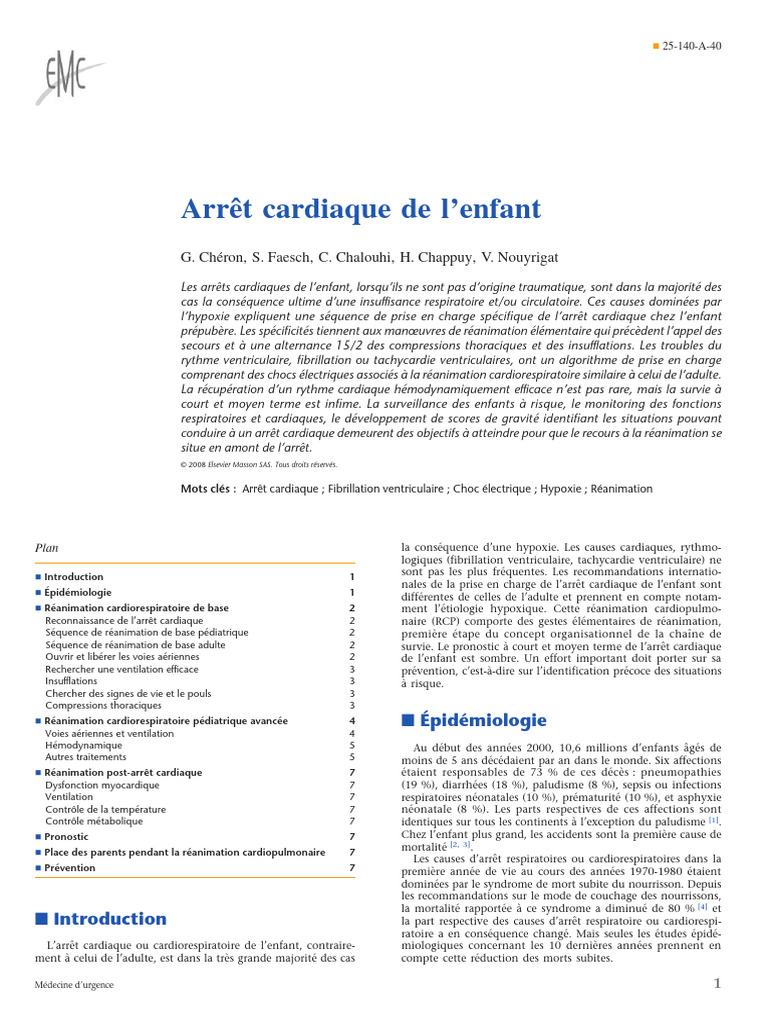 Arret Cardiaque de L'enfant | PDF