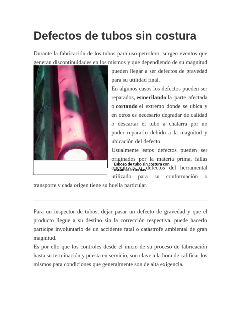 Defectos en tubos sin costura: causas y soluciones | PDF | Laminado ...
