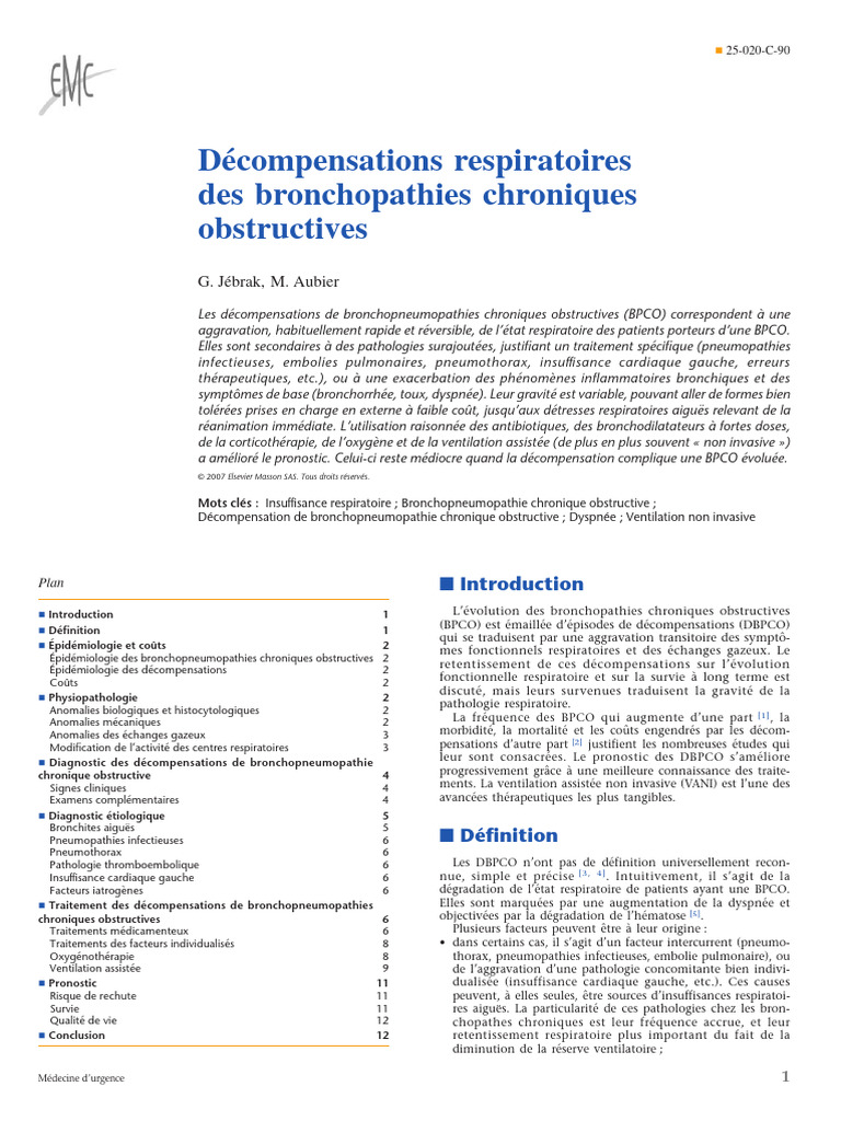 Décompensation Respiratoire Des BPCO | PDF