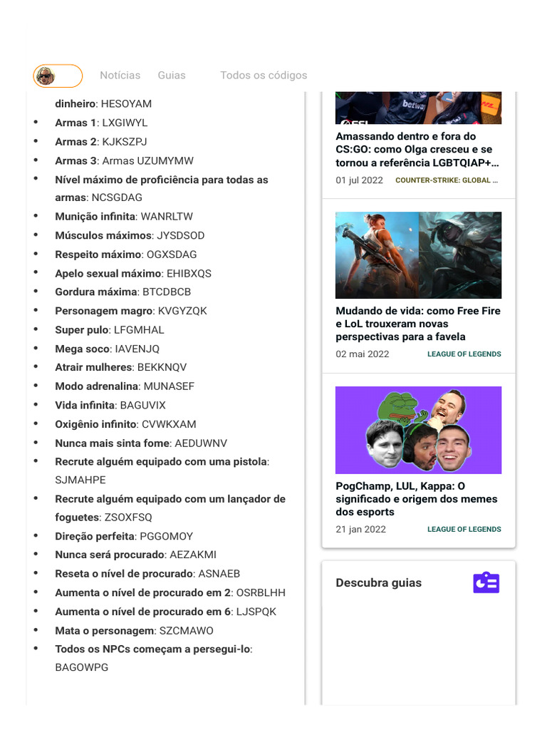 Códigos de GTA | PDF